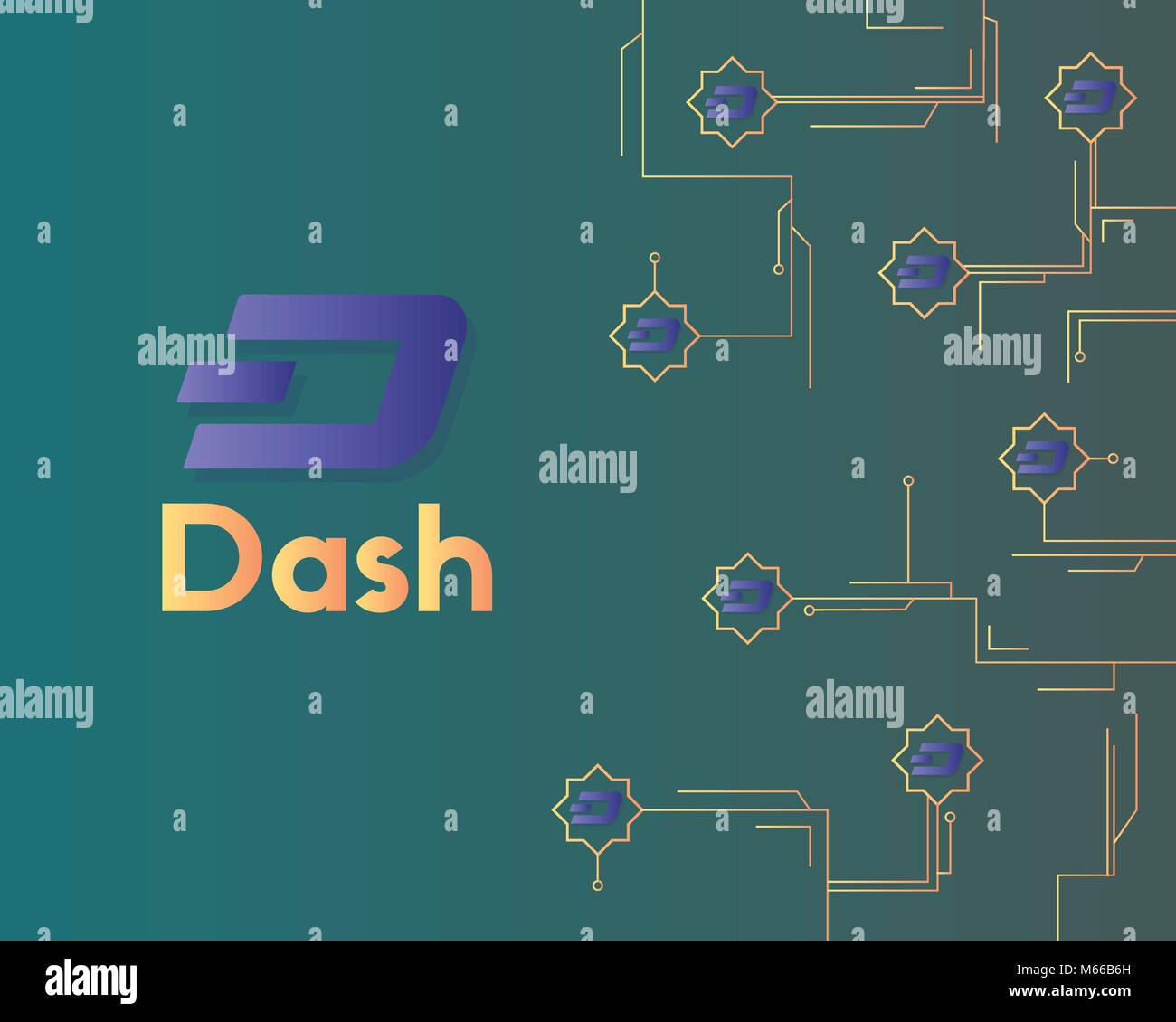 Dash blockchain technology with circuit background Stock Vector Image ...