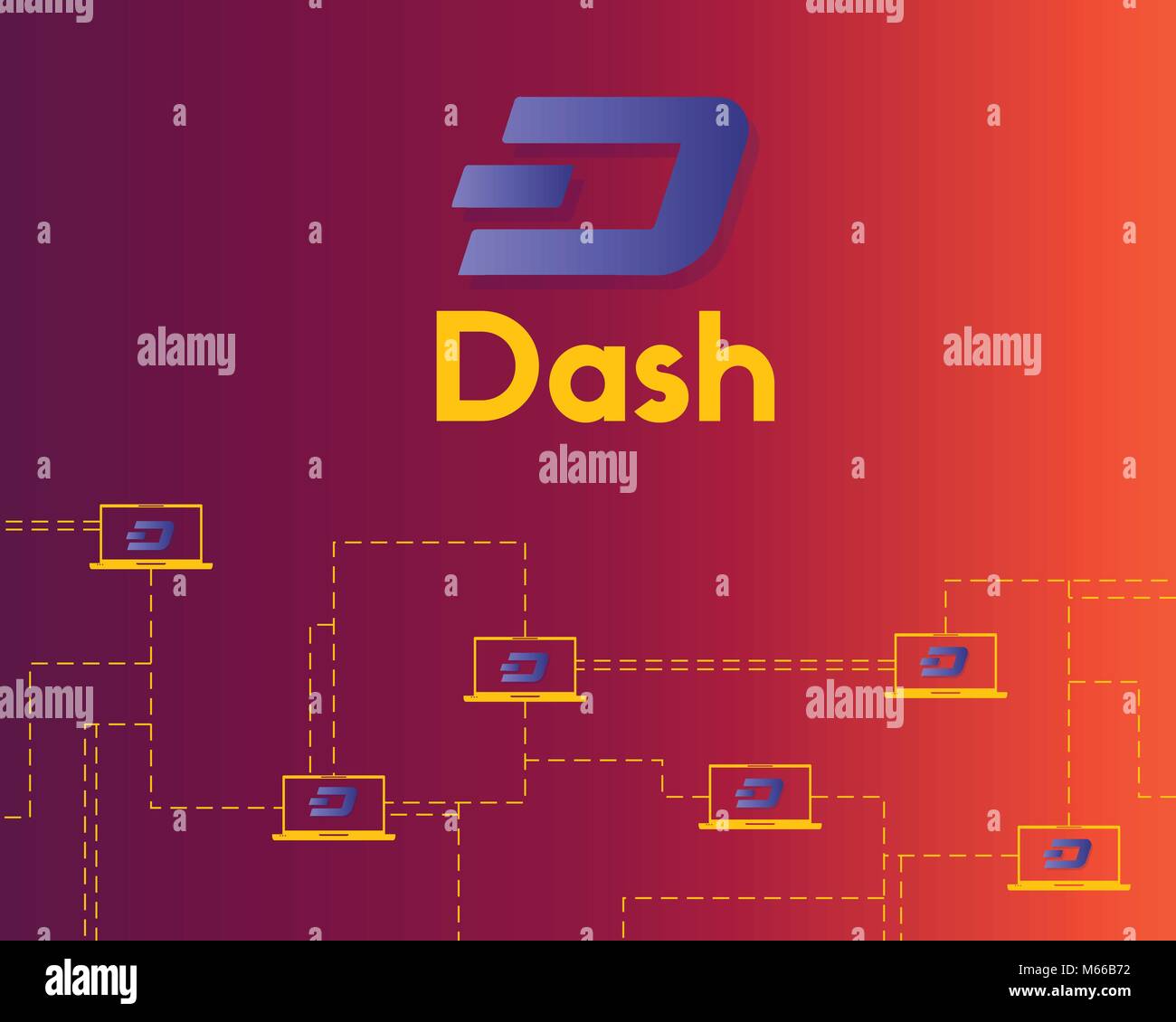 Dash blockchain technology networking background Stock Vector Image ...