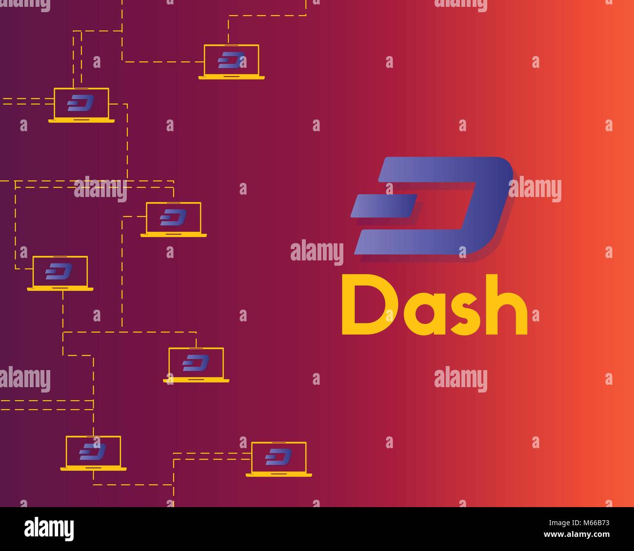 Dash blockchain technology networking background Stock Vector Image ...