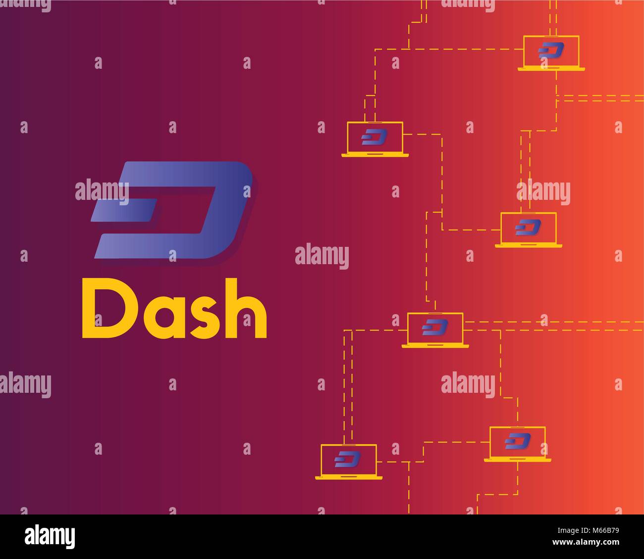 Dash blockchain technology networking background Stock Vector Image ...