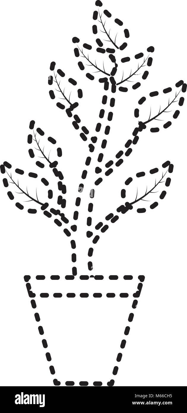 dotted shape natural plant with leaves and ecology care Stock Vector ...