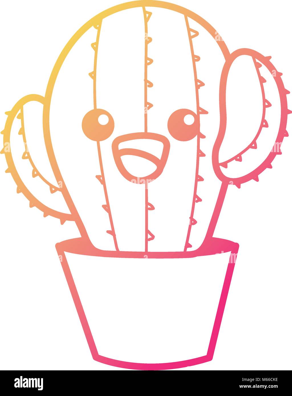 line kawaii cute tender cactus plant Stock Vector Image & Art - Alamy