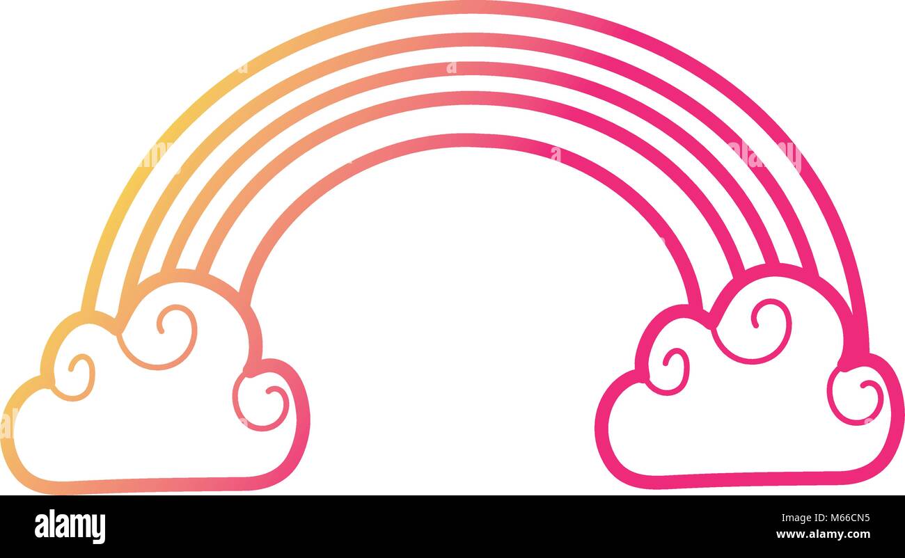 silhouette beauty rainbow with cloud weather design Stock Vector Image ...