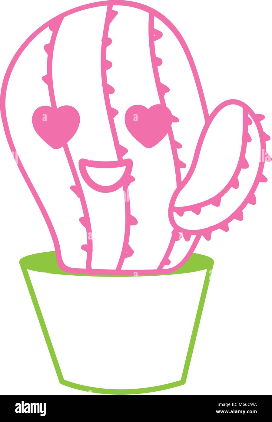 line kawaii cute in love cactus plant Stock Vector Image & Art - Alamy