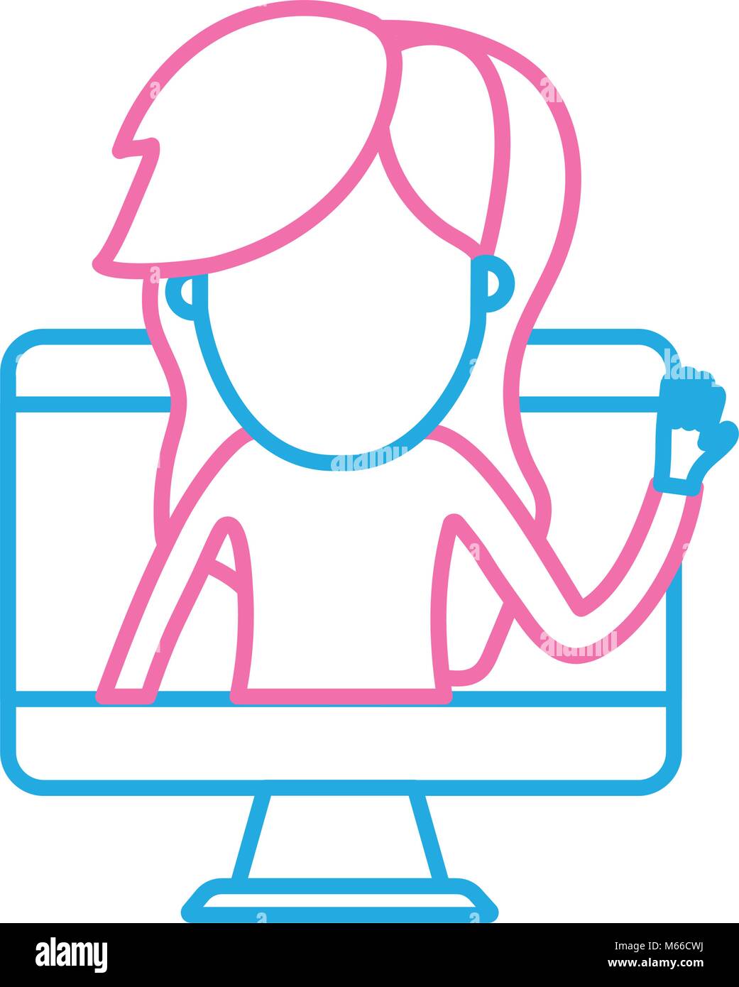line technology computer with woman inside Stock Vector Image & Art - Alamy