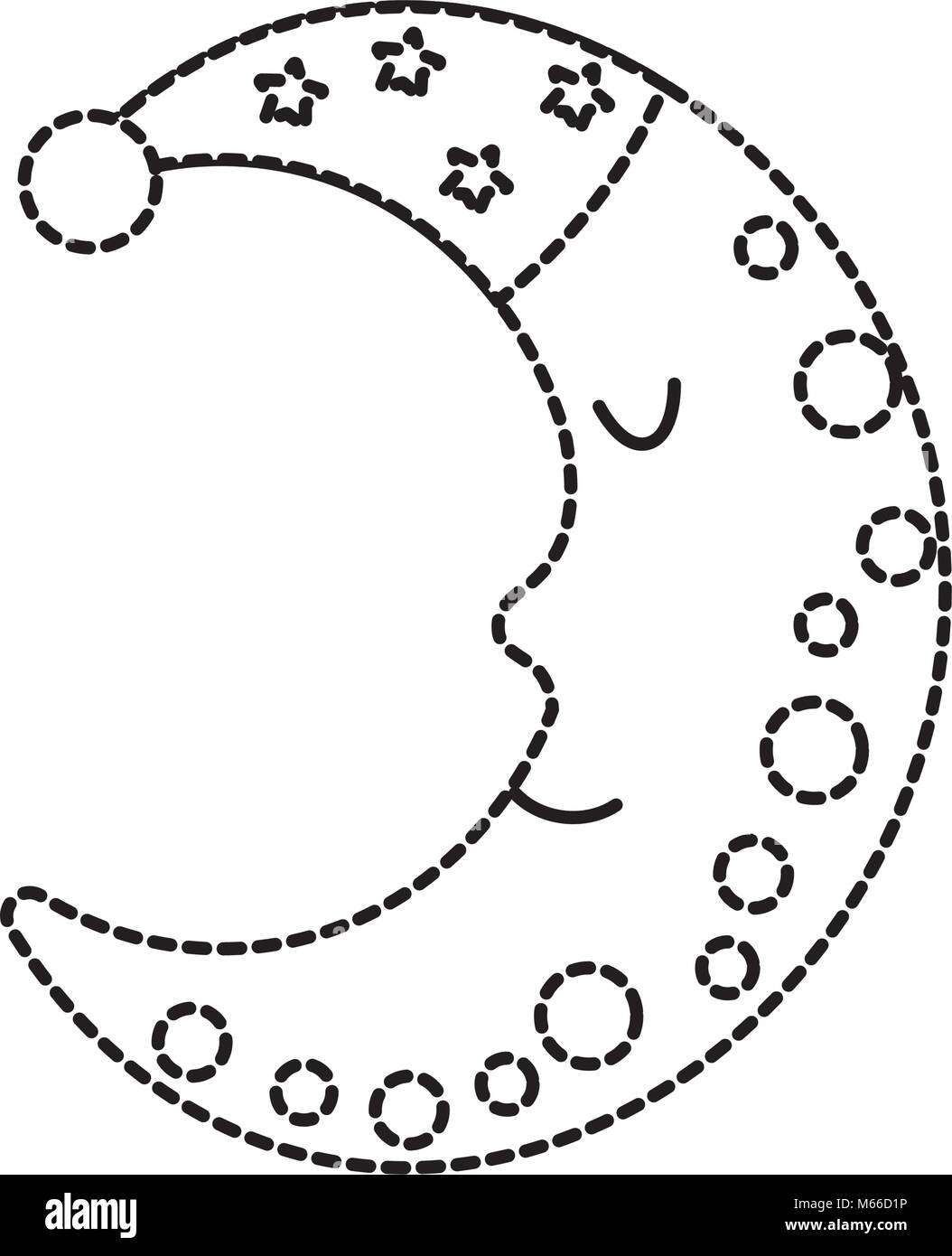 dotted shape beauty moon in th sky with sleep hat design Stock Vector ...
