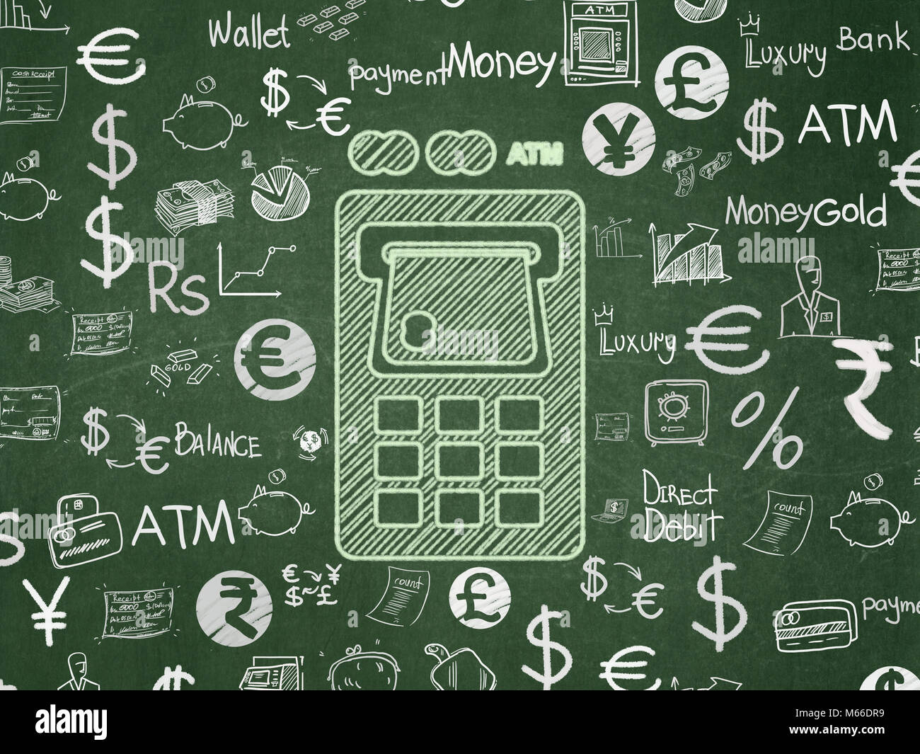 Money concept: ATM Machine on School board background Stock Photo - Alamy