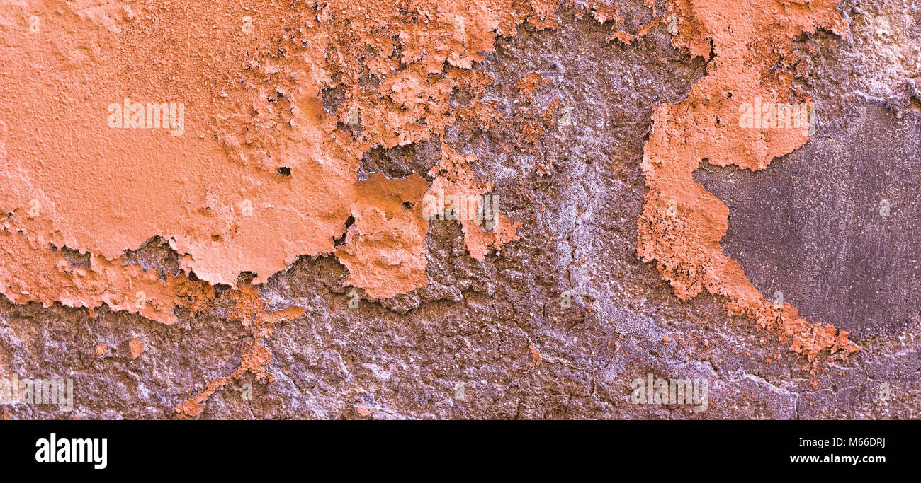 Damaged Painted Orange Brown Old Wall Banner Background Texture Stock ...