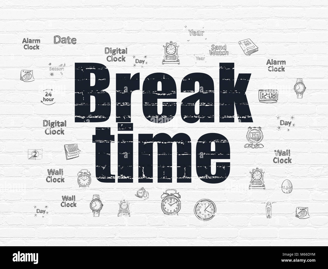 Timeline concept: Break Time on wall background Stock Photo - Alamy