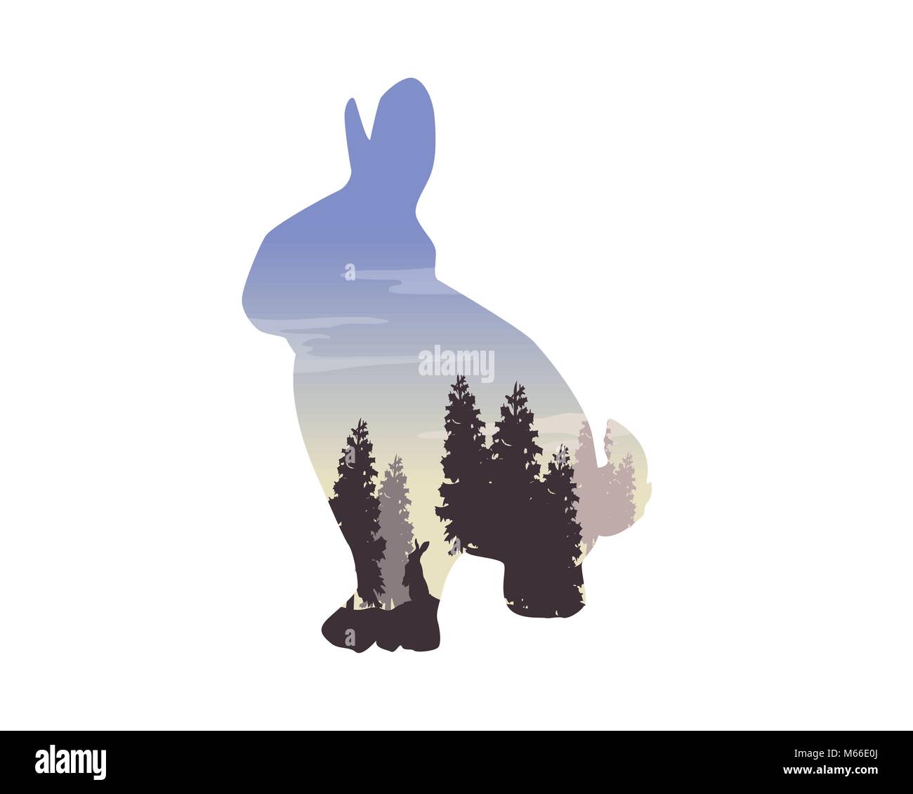Silhouette bunny tree landscape vector hi-res stock photography and ...