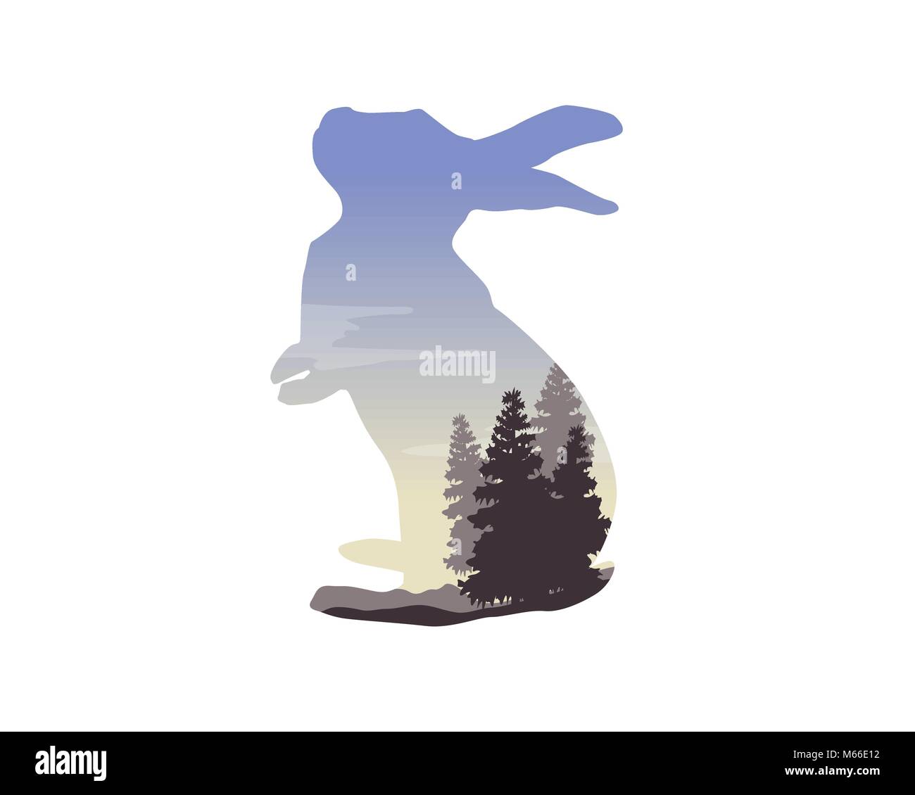 Silhouette bunny tree landscape vector hi-res stock photography and ...