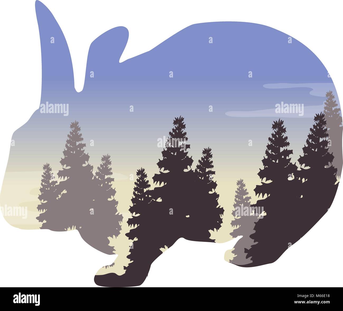 Silhouette bunny tree landscape vector hi-res stock photography and ...