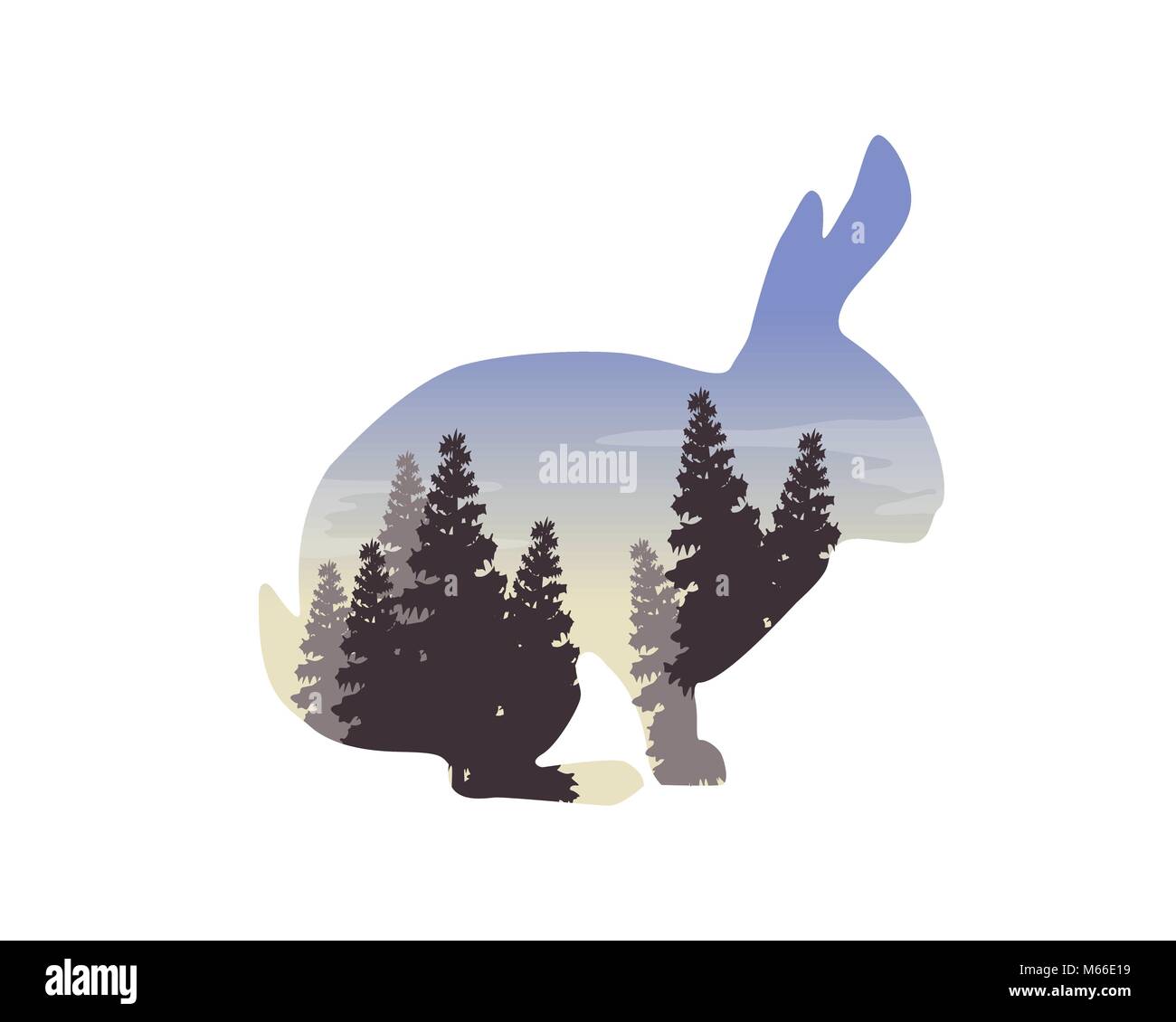 Silhouette of a rabbit with inside the landscape Stock Vector Image ...