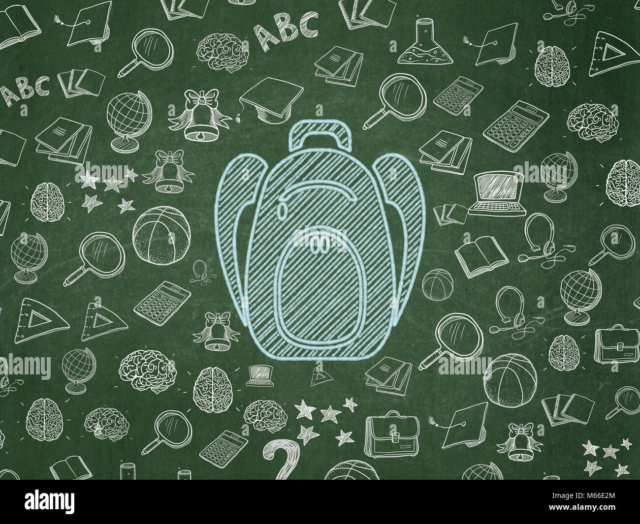Learning concept: Backpack on School board background Stock Photo - Alamy