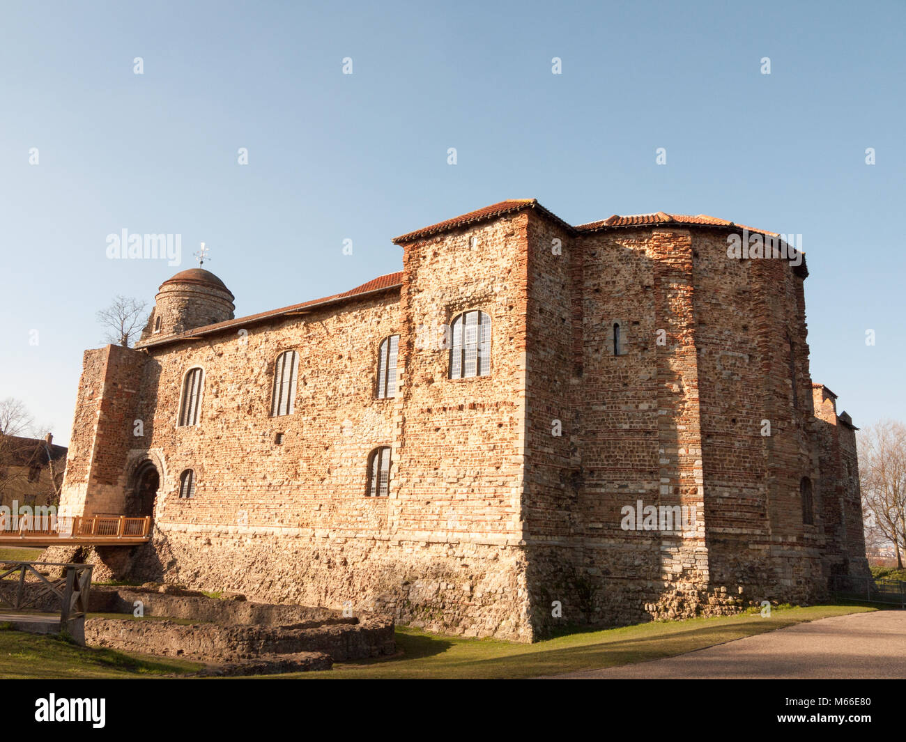 colchester castle full view blue sky spring summer light day; essex ...