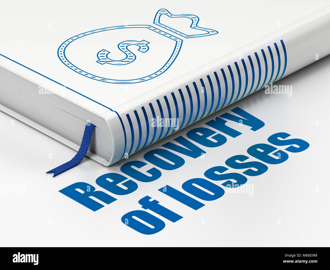Banking concept: book Money Bag, Recovery Of losses on white background ...
