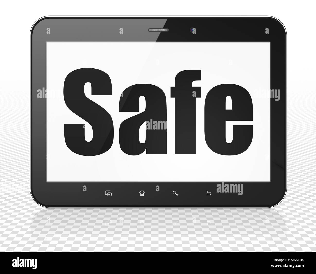 Safety concept: Tablet Pc Computer with Safe on display Stock Photo - Alamy