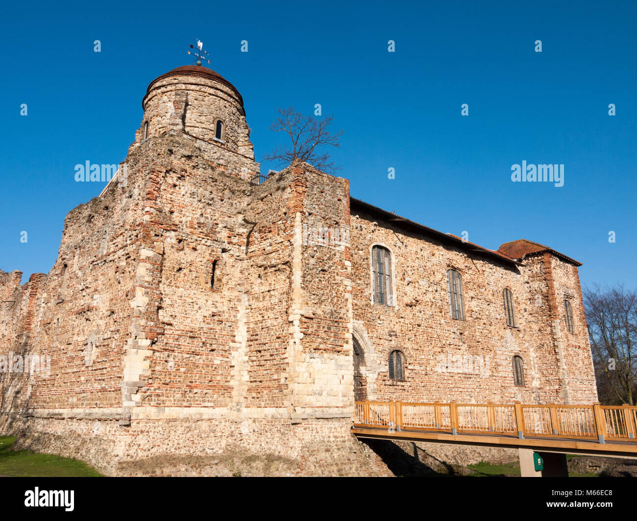 side tower of colchester castle town blue sky building old; essex ...