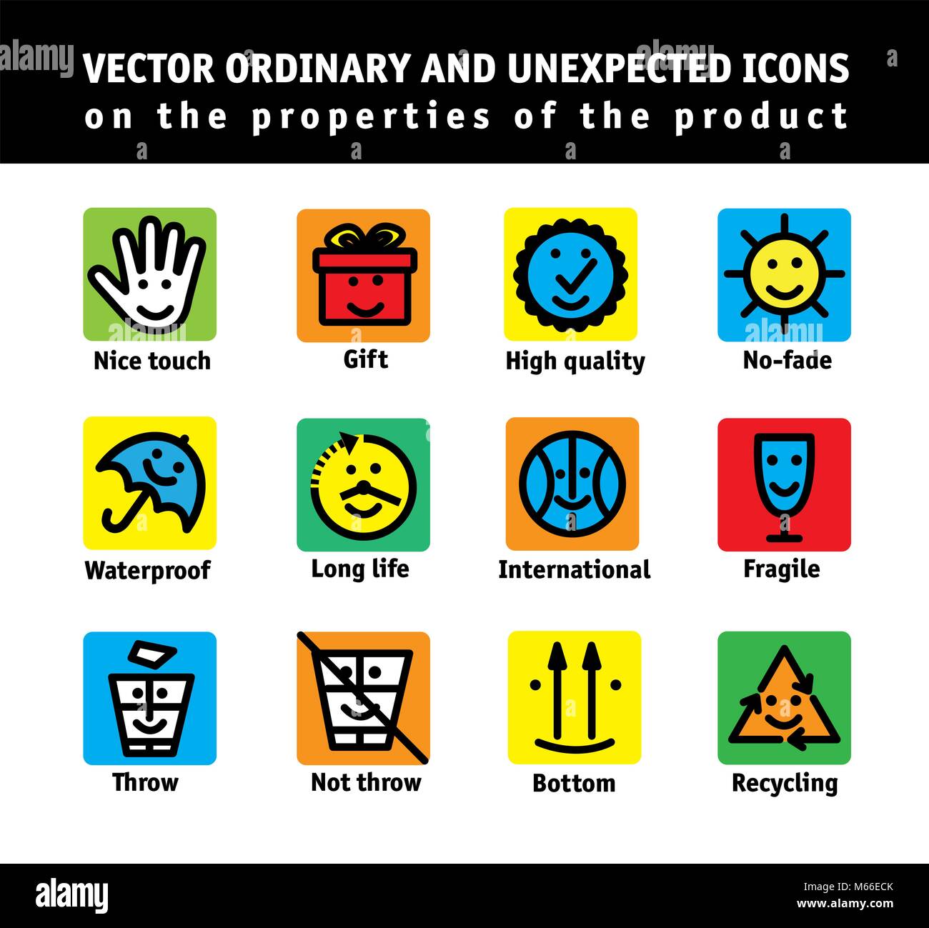 Color set icons properties of products Stock Vector Image & Art - Alamy