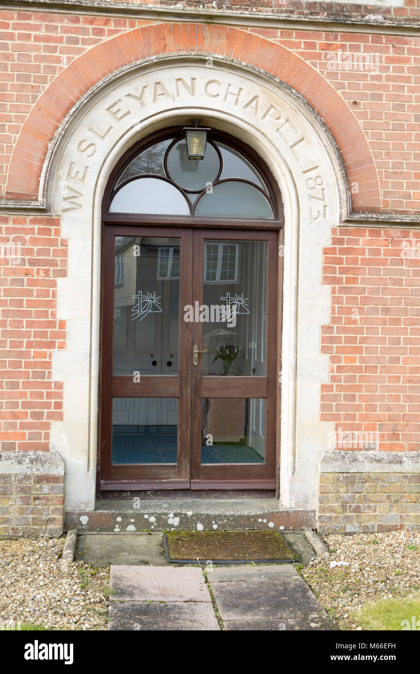 Doorway to Wesleyan Chapel building dated 1873 large village of Pewsey ...