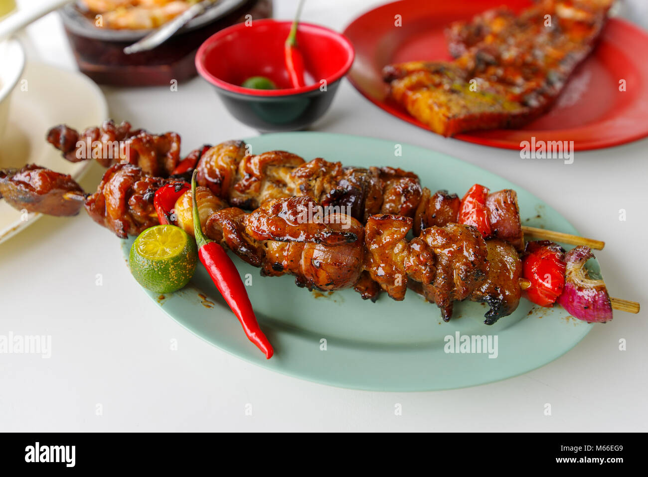 Famous food in the Philippines Pork Barbecue, Philippines Stock Photo ...