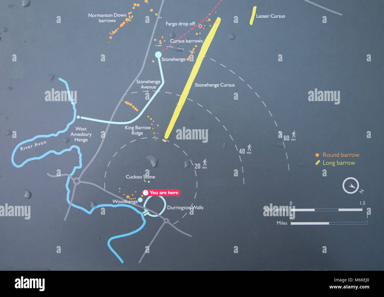 Information map showing main archaeological sites in the Stonehenge ...