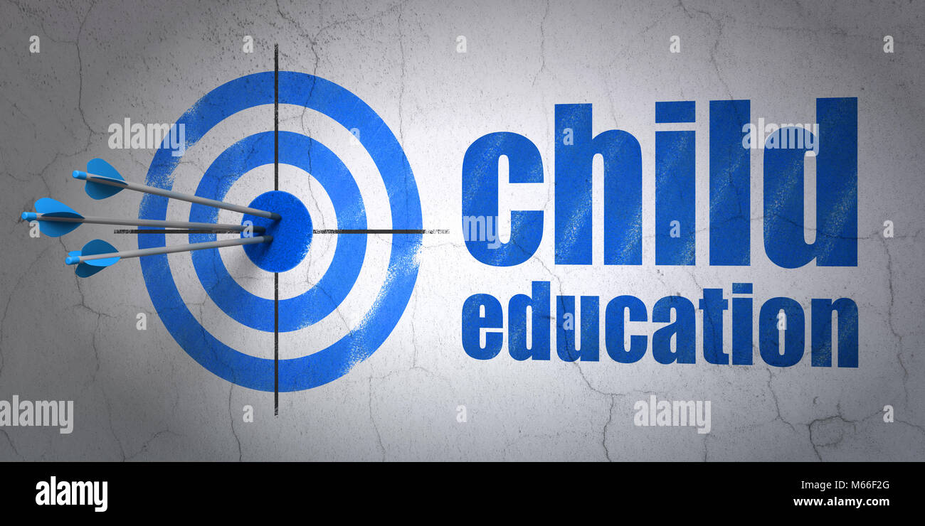 Studying concept: target and Child Education on wall background Stock ...