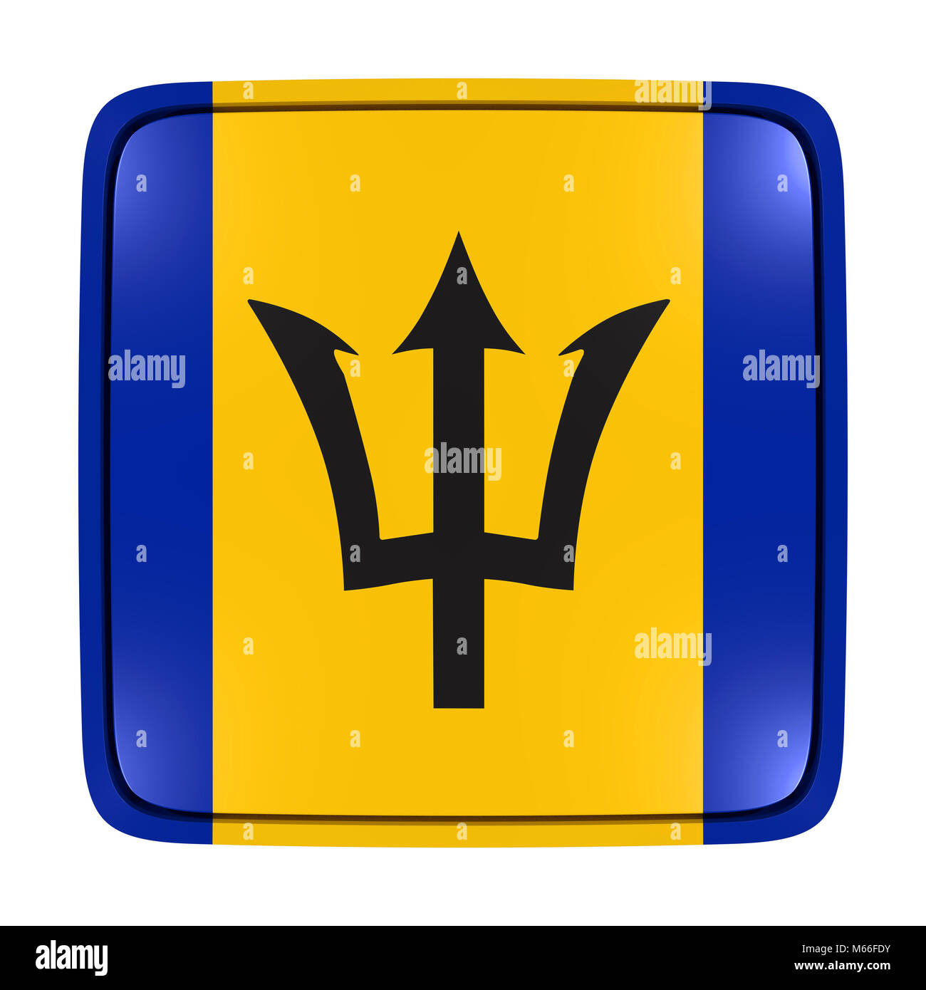 3d rendering of a Barbados flag icon. Isolated on white background ...