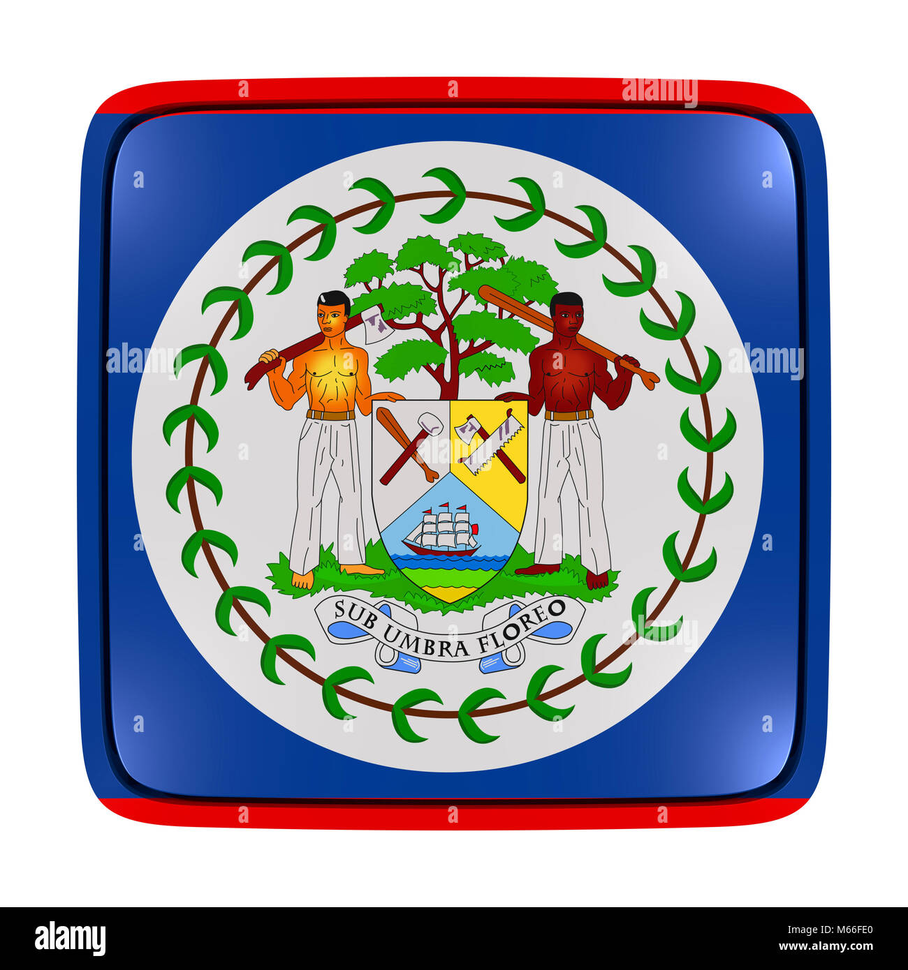 3d rendering of a Belize flag icon. Isolated on white background Stock ...