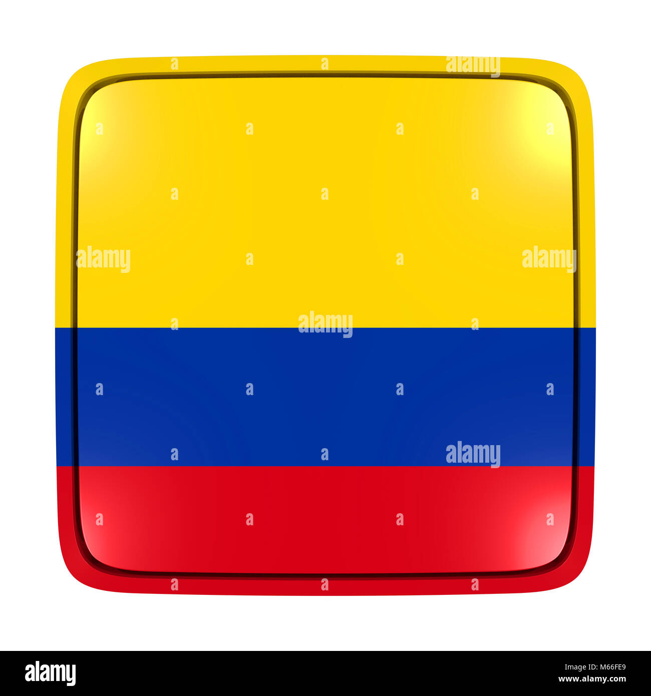 3d rendering of a Colombia flag icon. Isolated on white background ...