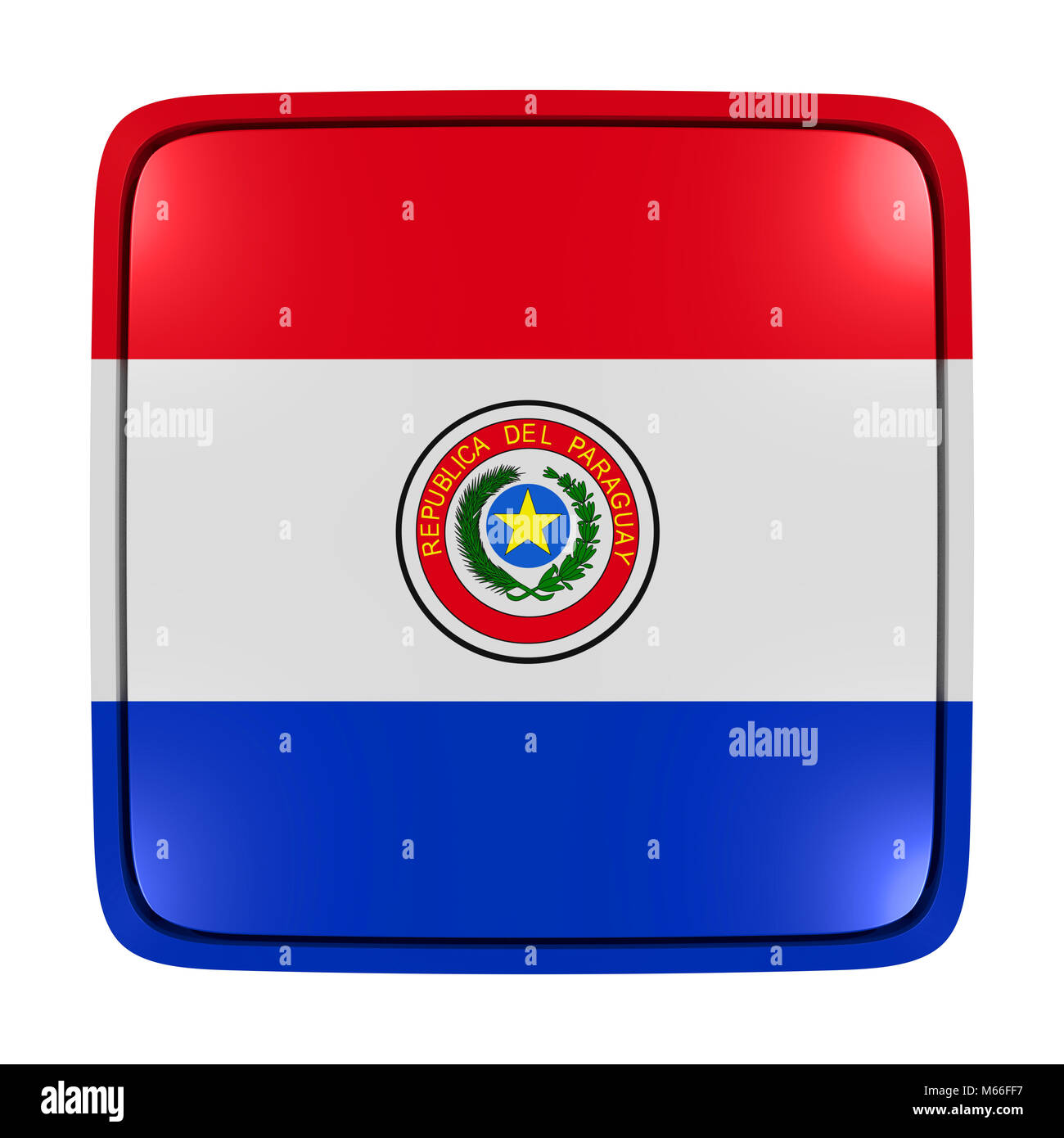 3d rendering of a Paraguay flag icon. Isolated on white background ...