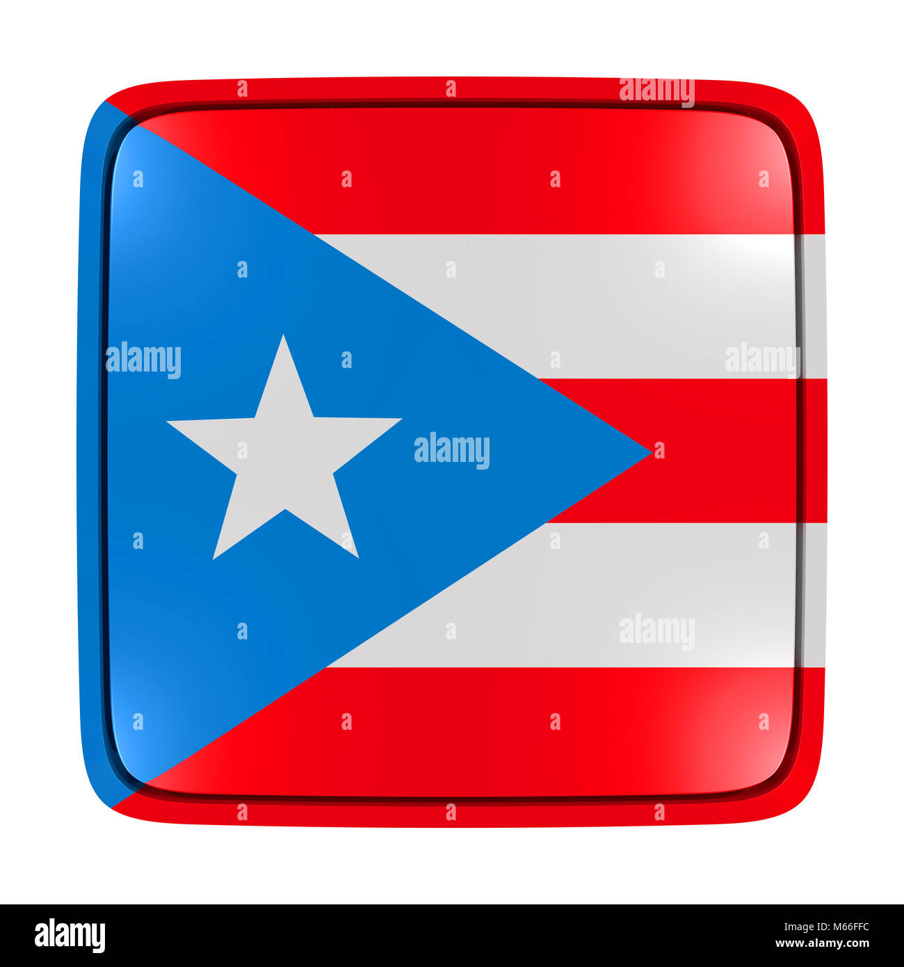 3d rendering of a Puerto Rico flag icon. Isolated on white background ...