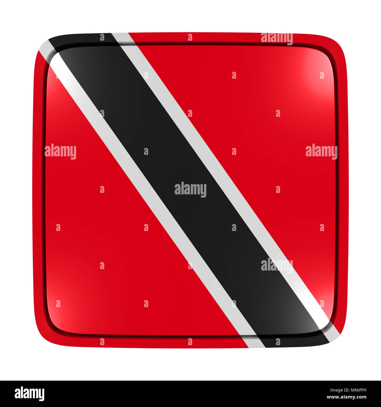 3d rendering of a Trinidad and Tobago flag icon. Isolated on white ...