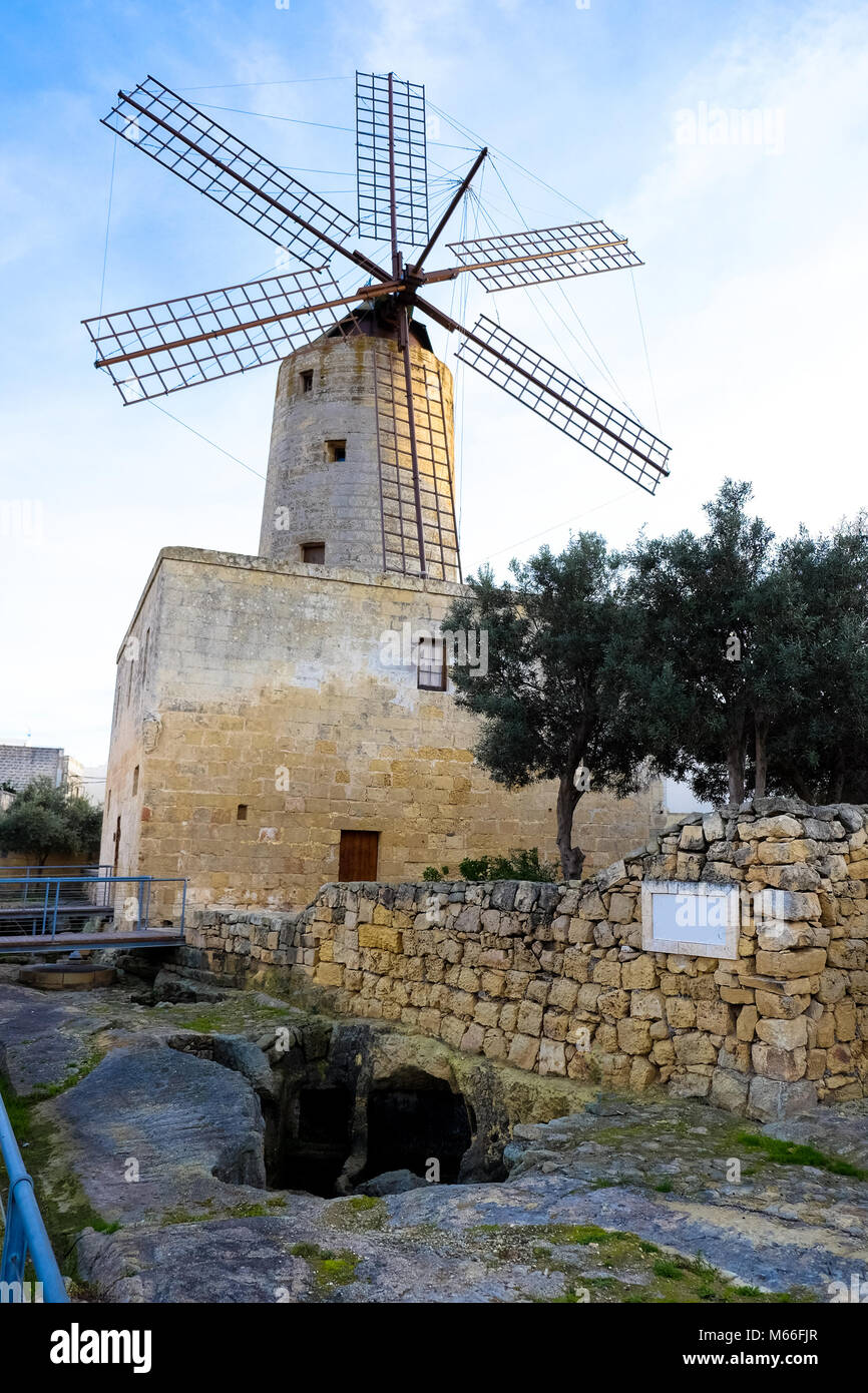 Old traditional windmill in Malta. Now an important tourist attraction ...