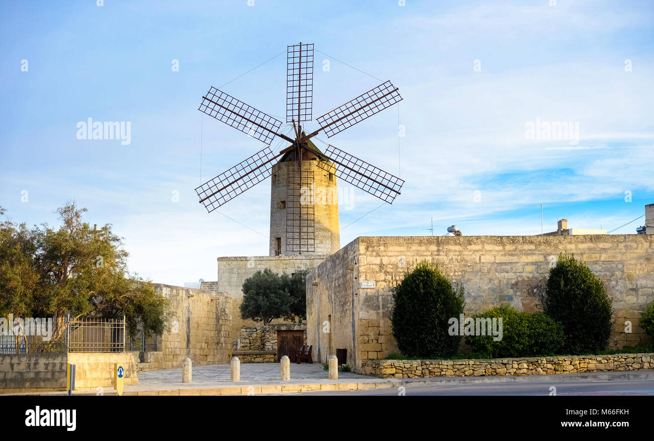 Old traditional windmill in Malta. Now an important tourist attraction ...