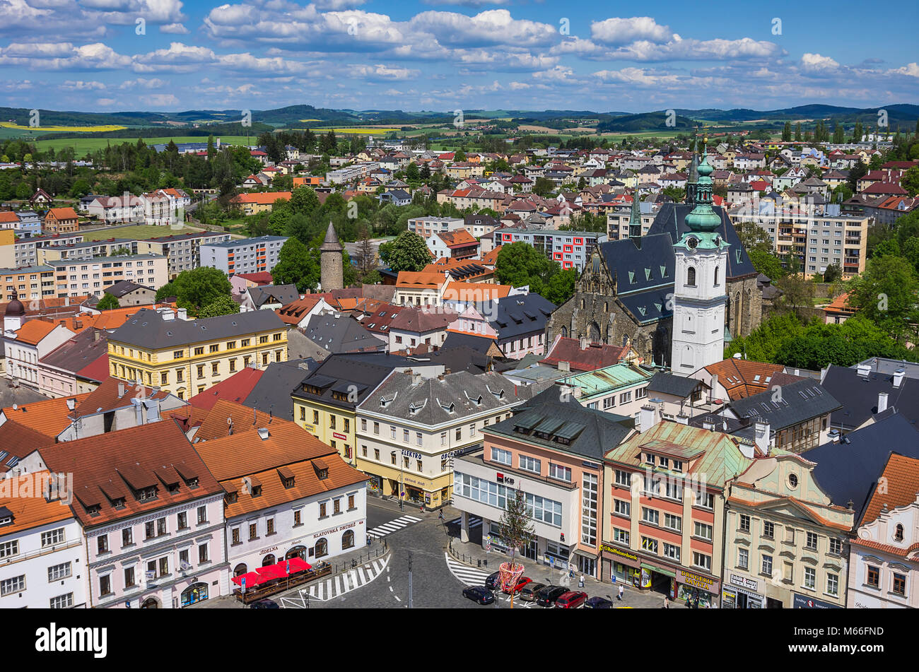 Klatovy, Czech Republic - view over the central town square and the Old ...