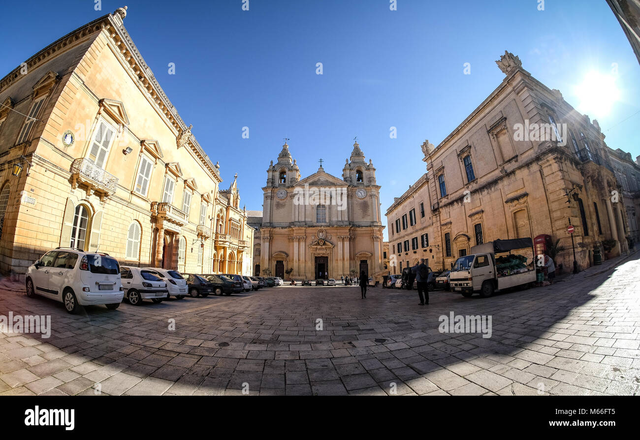 Mdina also known as Medina - Malta. Old town center panoramic view at ...