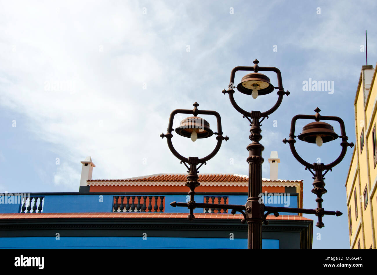 Rusty old vintage street lamps in old town, Spain Stock Photo - Alamy