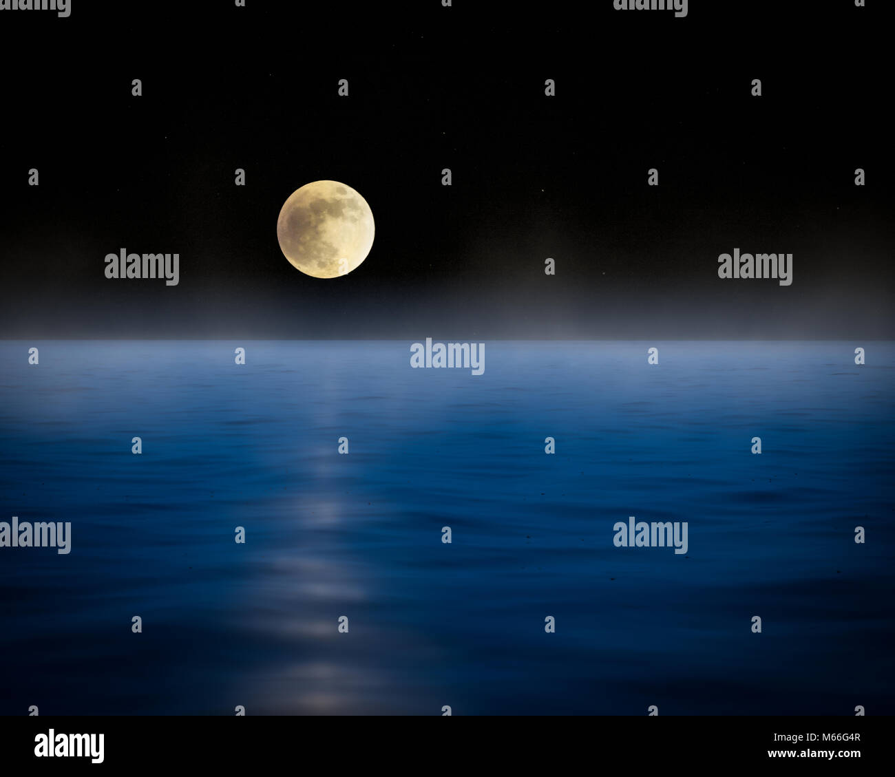 Moon over the ocean Stock Photo - Alamy