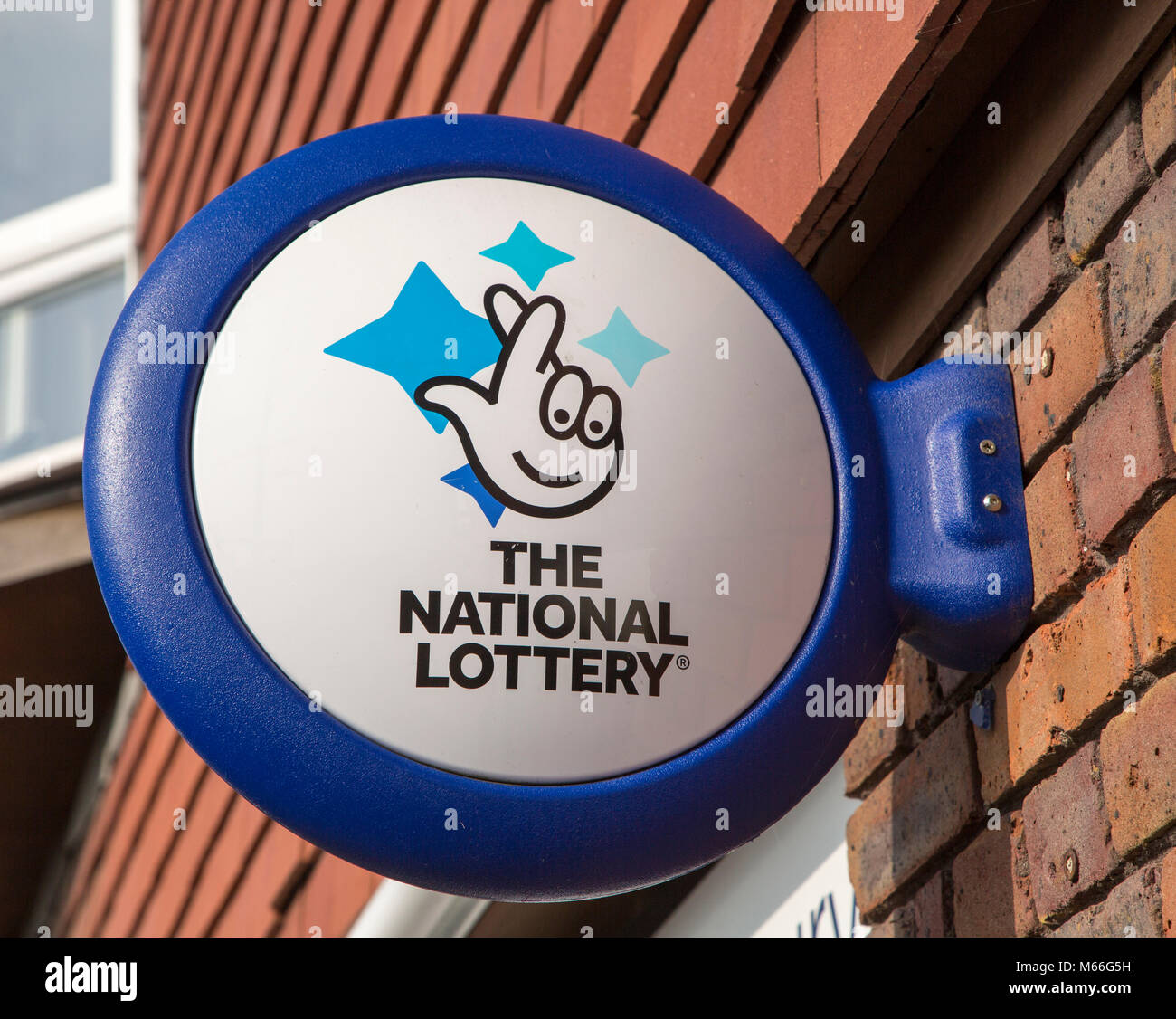 Wall mounted sign for the National Lottery, Amesbury, Wiltshire ...