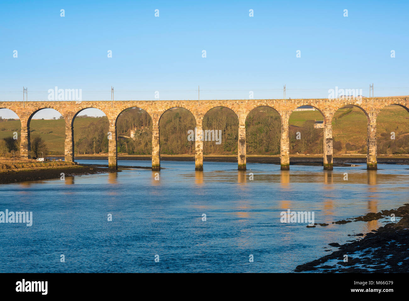 The Royal Border Bridge designed by Robert Stephenson (1850) spanning ...