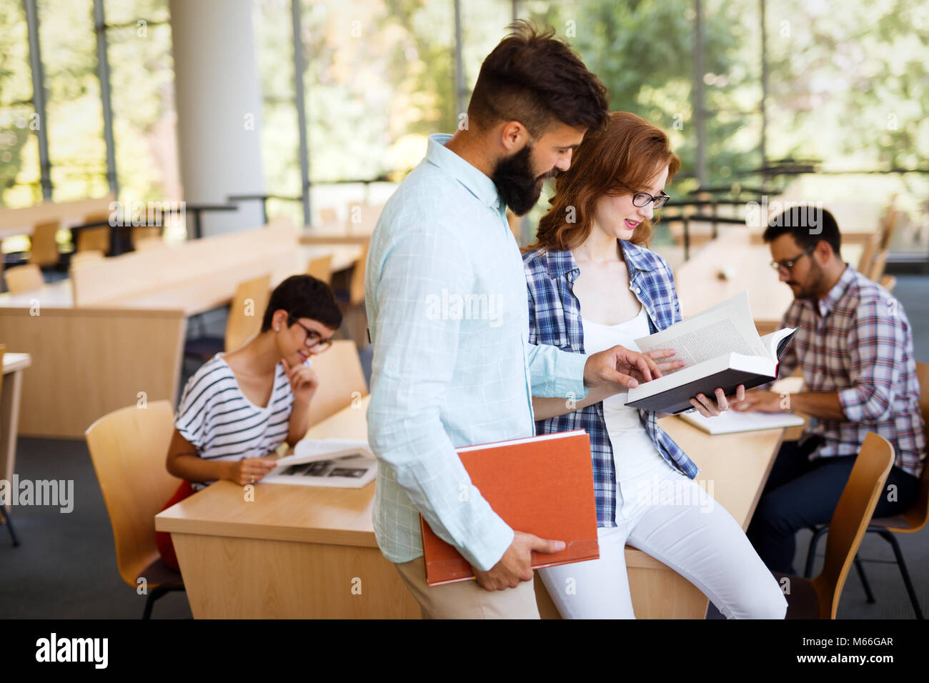 Group of college students studying Stock Photo - Alamy