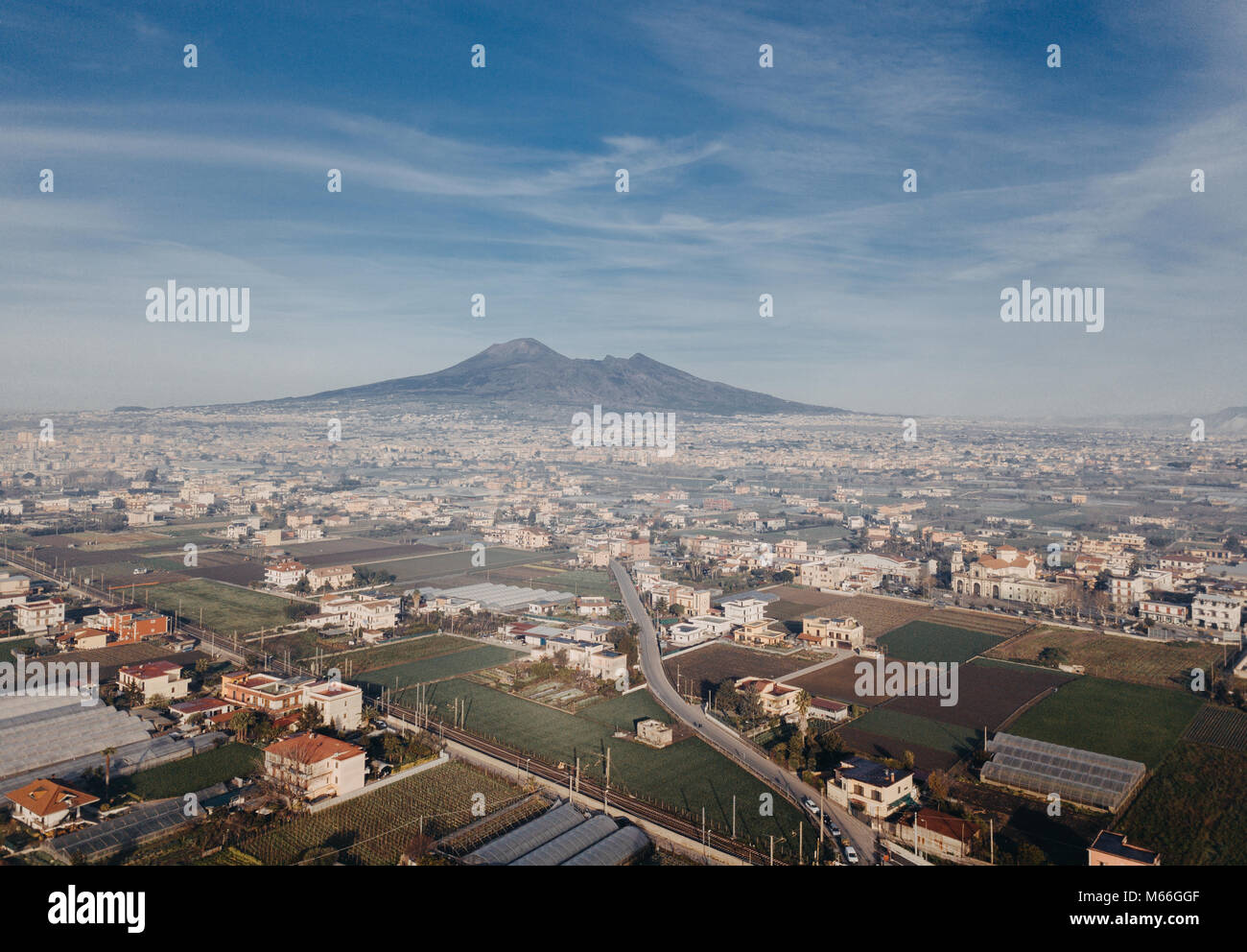 Mount Vesuvius and city landscape, Campania, Italy Stock Photo - Alamy
