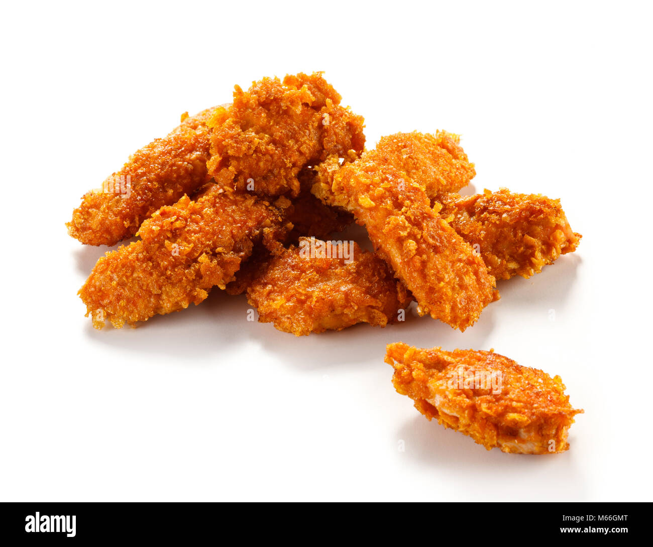 Fried chicken nuggets on white background Stock Photo - Alamy