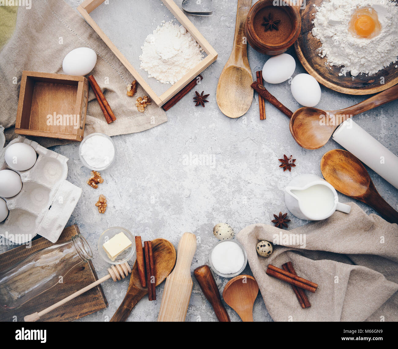 Baking ingredients border hi-res stock photography and images - Alamy