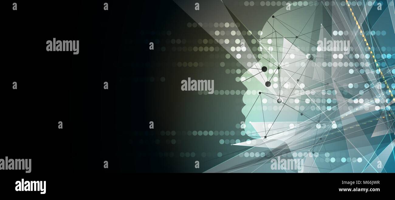 Abstract Artificial intelligence. Technology web background. Virtual ...