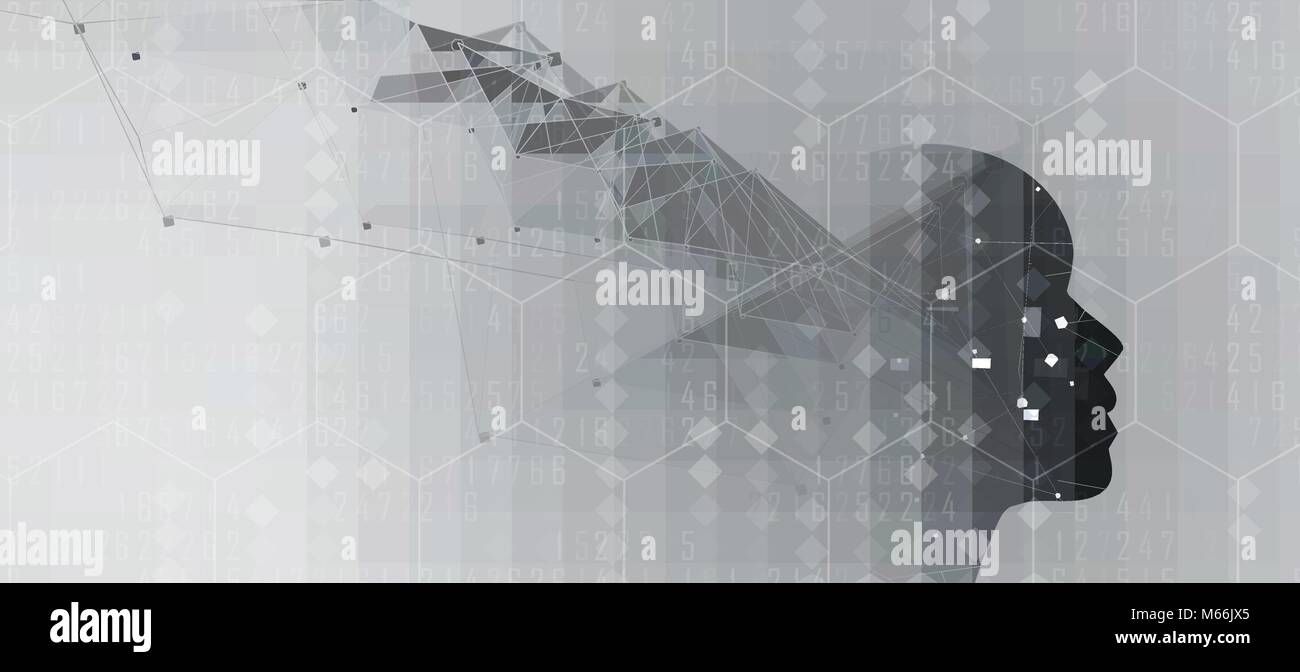 Abstract Artificial intelligence. Technology web background. Virtual ...