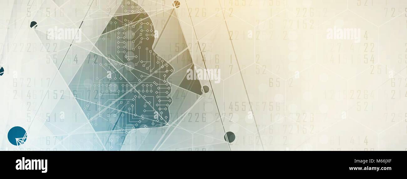 Abstract Artificial intelligence. Technology web background. Virtual ...