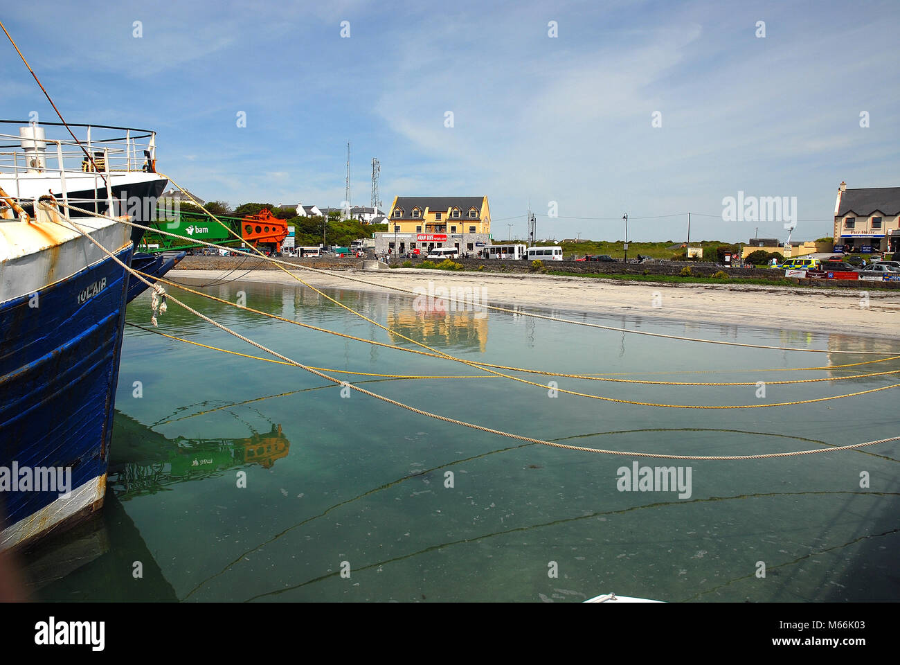 Big fishing boats moored at Kilronan harbour, Inis Mór, Aran Islands ...