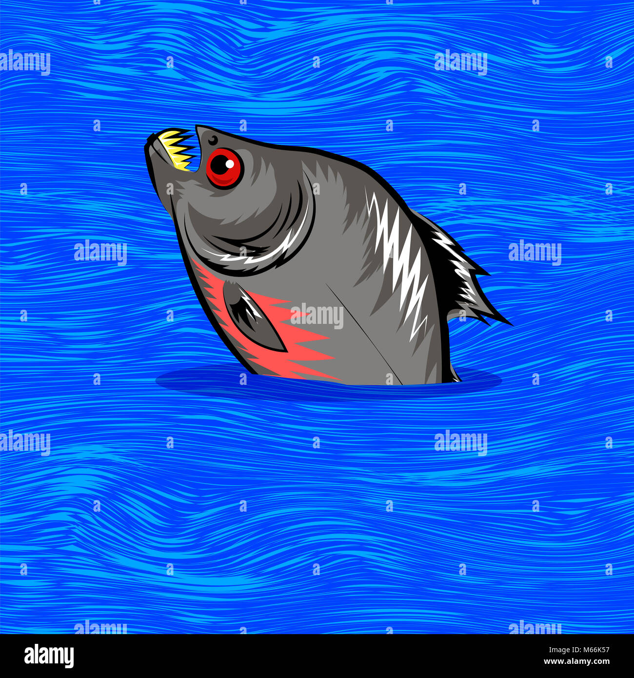 Cartoon Fish Swimming in Water Background Stock Photo - Alamy